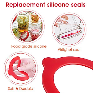 12 Pieces Silicone Jar Gaskets, 3.75 Inches Replacement Rubber Seals Rings Airtight Silicone Gasket Sealing Rings for Mason Canning Jar, Regular Glass Jars (Red)