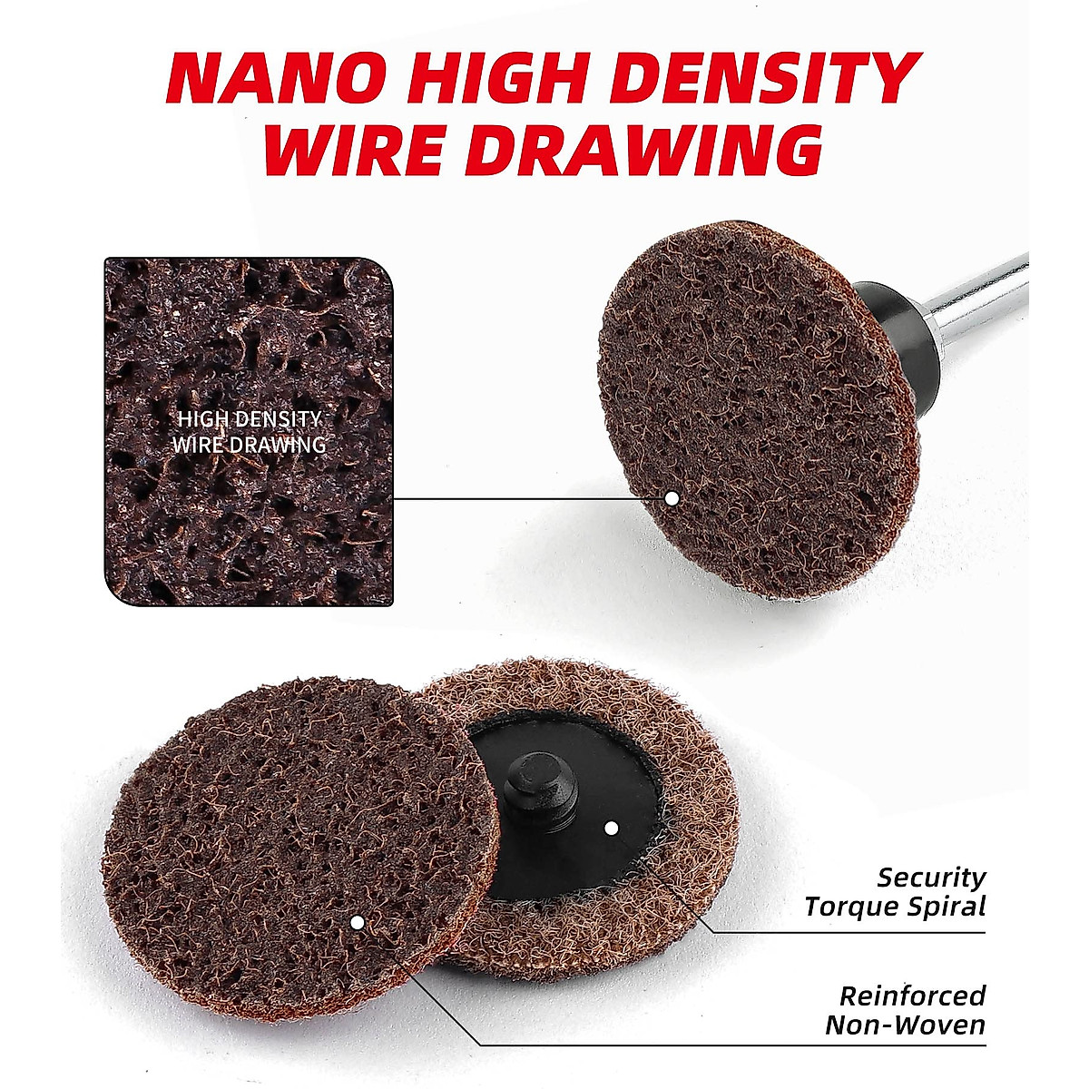 LUCKUT Abrasives 2" Nylon Surface Conditioning Quick Change Sanding Discs with R-Type Backing Coarse 80 Grit - 25 Pack