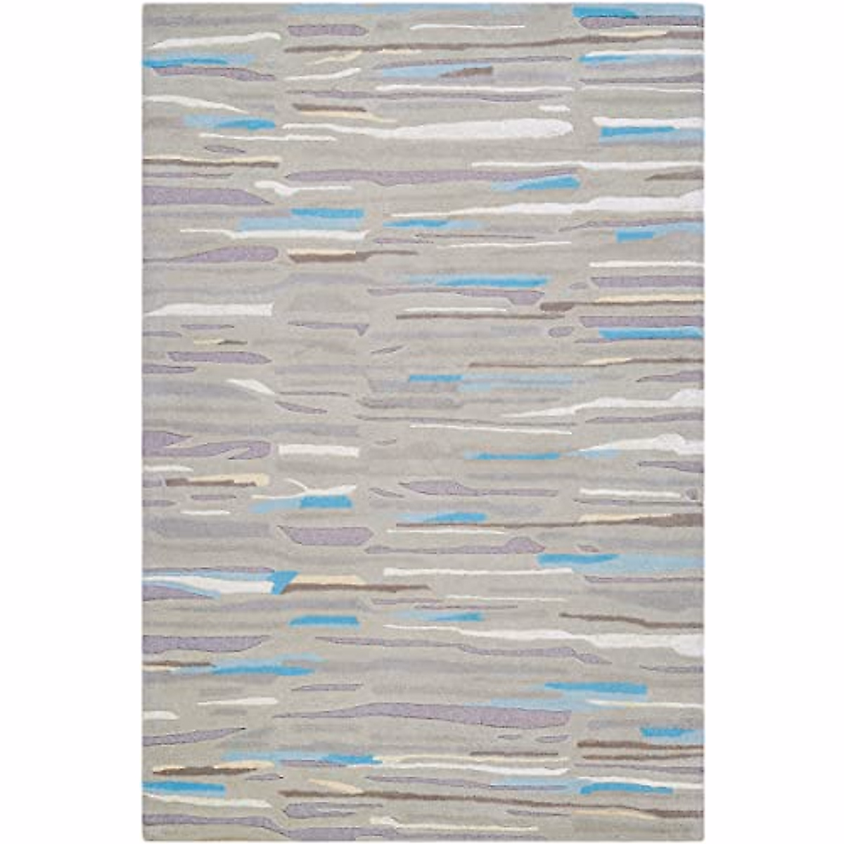 Hauteloom Atius Wool Living Room, Bedroom Area Rug - Contemporary - Natural Gray, Royal Denim, Gray - 8' x 10'