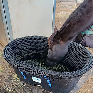 YardJoyliz Stock Tank Hay Net for 100 Gallon-150 Gallon Stock Tank Heavy Duty 1-4/7" Holes Slow Feed Hay Net, Black