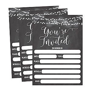 Hadley Designs 50 Rustic Invitations, Chalk Bridal or Baby Shower, Chalkboard Birthday, Wedding Rehearsal Invites, Engagement Bachelorette Reception Anniversary, Housewarming, Graduation, Sweet 16