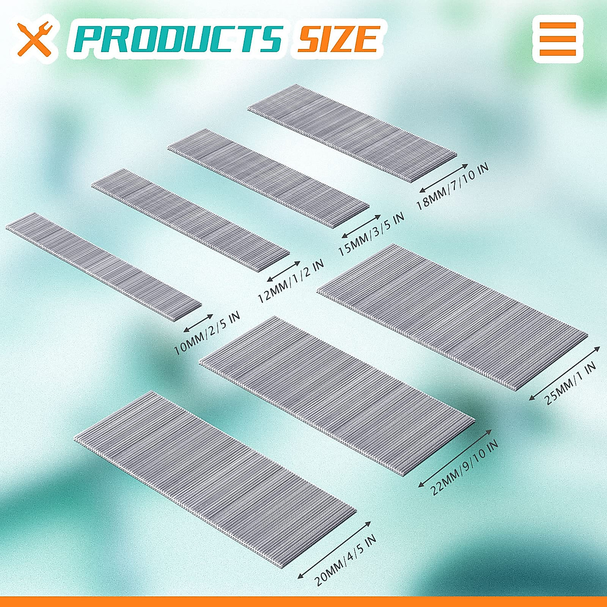 23 Gauge Pin Nails Headless Pins Nails 7 Sizes Assorted Galvanized Brad Nails 2/5 Inch to 1 Inch, Pin Nails for Molding Cabinetry Building Assembly, 3500 Pieces (Stainless Steel)