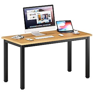 DlandHome 47 inches Medium Computer Desk, Composite Wood Board, Decent and Steady Home Office Desk/Workstation/Table, BS1-120TB Teak and Black Legs, 1 Pack