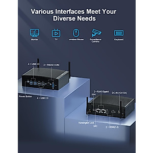 Baieyu Industrial Fanless Computer Core i5-8260U, Fanless Mini PC Preinstalled Windows 11 Pro 16GB RAM DDR4 512GB SSD, 2×HD Port, 2×RS232 COM, 4×USB 3.0, 4×USB 2.0, Auto Power On, Industrial Mini PC