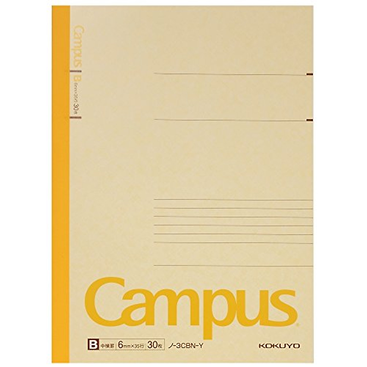 Kokuyo Campus Notebook, B 6mm(0.24in) Ruled, Semi-B5, 30 Sheets, 35 Lines, Pack of 5, 5 Colors, Japan Improt (NO-3CBNX5)