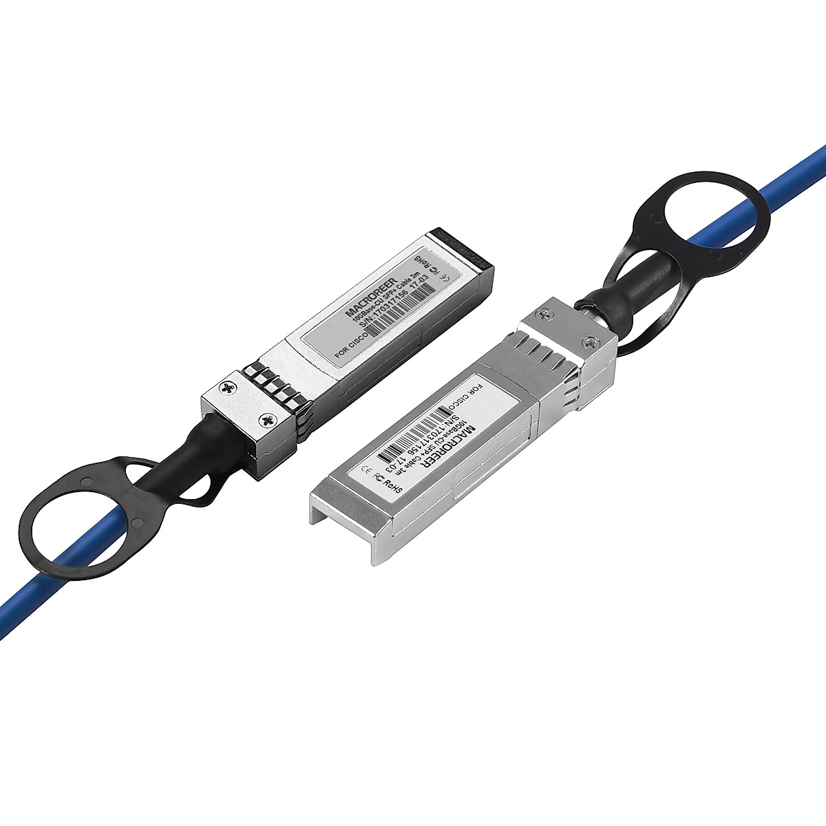 Macroreer 10G SFP+ DAC Cable, SFP Direct Attach Copper Passive Cable for Ubiquiti, Blue Color 10GbE SFP Twinax Cable 0.5-Meter(1.6ft), for Ubiquiti,Cisco,Mikrotik,Netgear,Supermicro