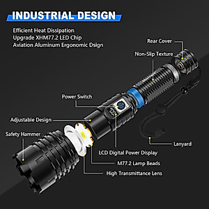 Goreit Flashlights LED High Lumens Rechargeable, 980,000 Lumens XHM77.2 Super Bright Flash Light USB, Handheld Flashlight High Powered,Powerful Flashlight Waterproof for Emergency Camping