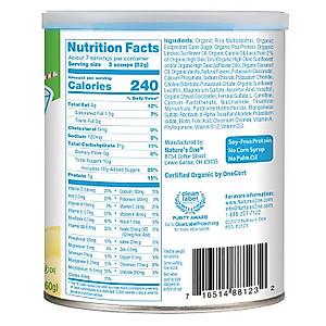 PediaSmart Organic Plant Based Pea Protein Vanilla Complete Nutrition Beverage Mix, 12.7 Oz (Pack of 2) | Non GMO | USDA Organic | Clean Label Project Verified