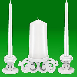 Unity Candle Holder - Candles Holder for Wedding Ceremony - Table Centerpiece Decoration White Stand for Unity Candle Set - Pillar/Taper Candlestick - Unity Candle Holders for Weddings Set of 3 pcs