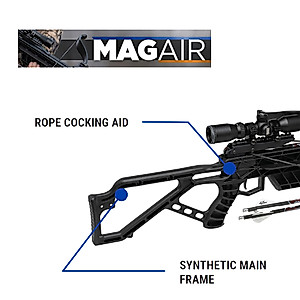 EXCALIBUR Mag AIR Accurate Lightweight Durable Safety Versatile Hunting Archery Crossbow - 1-inch Scope Rings, 3 Quill 16.5" Arrows, 4-Arrow Quiver Included