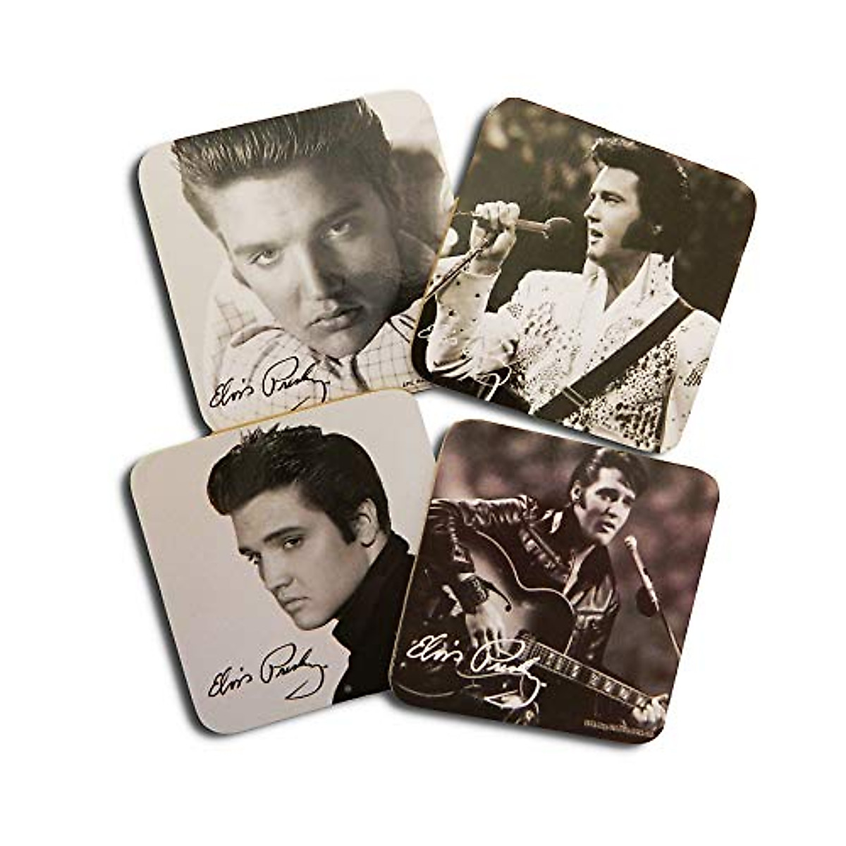 Midsouth Products Elvis Set of 4 Coasters - Black and White