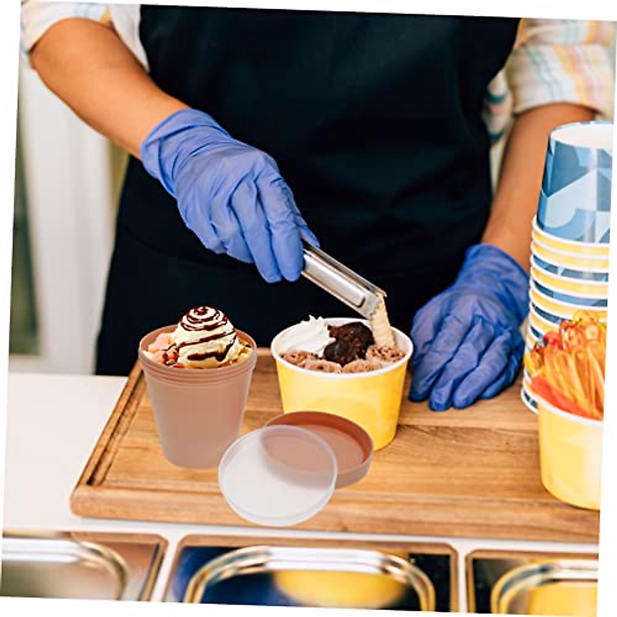 UPKOCH 5pcs Ice Cream Container Parfait Containers Plastic Storage Tubs Round Container with Lid Ice Cream Container with Lid Freezer Storage Tub Ice Cream Pails Freezer Containers Pp