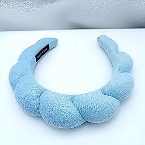 BLAISTER Skincare Headband for Women, Spa Headband, Makeup Headband for Washing Face, Soft Towel Headband for Facial Mask, Cute Hairband for Shower (Blue)