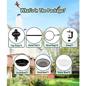 BOLITE Deck Bird Feeder for Railing, Balcony Bird Feeders for Outside, Three Trays, Enhanced Version, Black