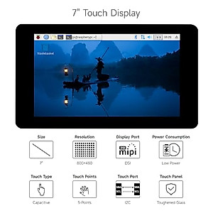 Waveshare 7inch Capacitive Touch Display, Compatible with Raspberry Pi 5/4B/3B/Zero/Zero W/Zero 2W/Pico/Pico W/Pico WH, 800×480, DSI Interface