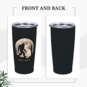 Funny Bigfoot Sasquatch Full Moon 20oz Tumbler Stainless Steel Vacuum Insulated Double Wall Travel Tumbler, Durable Insulated Coffee Mug, Thermal Cup With Lid and Straw for Hot & Cold Drinks