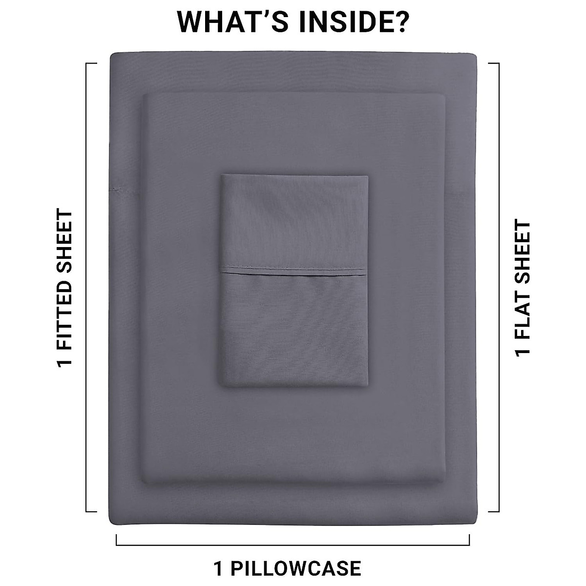 IR Imperial Rooms Grey Full Size Bed Sheets - 4 Pcs Luxury Sheets & Pillowcases for Spa, Hotels, Guest Bedroom & Airbnbs - Brushed Microfiber Full Size Sheets