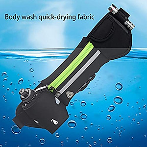 ADSE Outdoor Sports Waist Bag, Adjustable Reflective Waist Bag Fitness Multifunctional Waterproof Waist Bag Mobile Phone Bag, Used for Fitness Exercise Travel 44x13CM/17.3x5.1IN (Black)