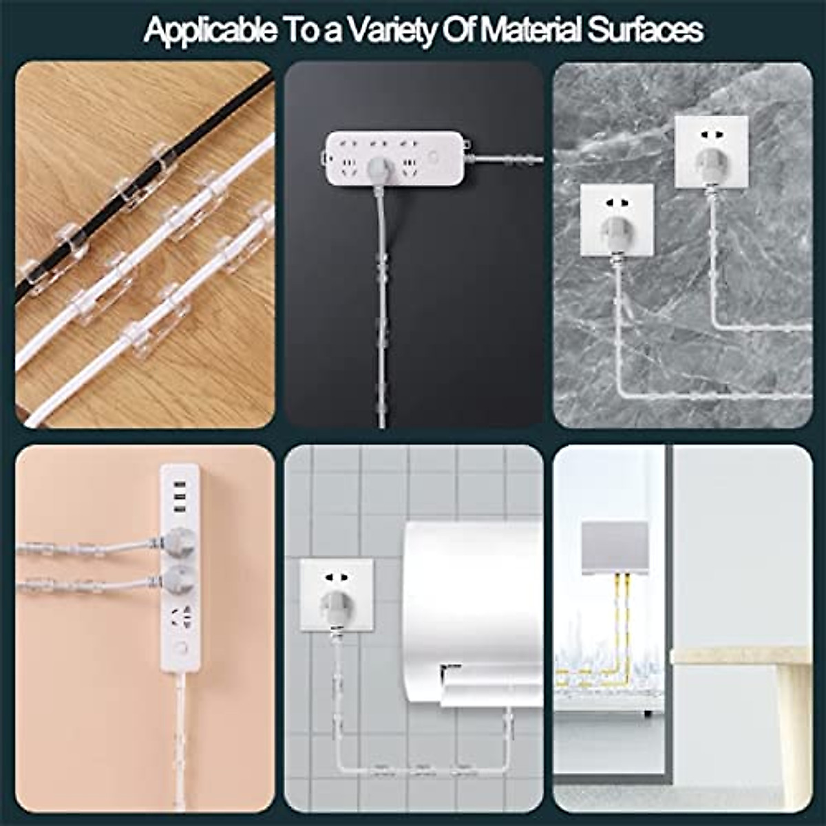 20pcs Adhesive Cable Clips Clear Wire Holders Cord Clips for Wall, Strong Cord Organizer Cable Management Under Desk, Car, Christmas Light Clips Indoor & Outdoor Stick
