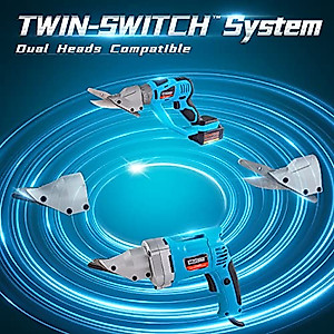 Wild Edge Electric Metal Shear, 14 Gauge 5.0 Amp Variable Speed Swivel Head Heavy Duty Sheet Metal Cutter