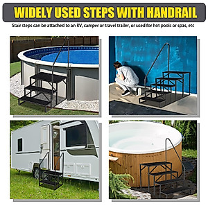 Pool Ladder, 3 Step Outdoor Steps 660 LBS Load Capacity, Portable RV Steps with Handrail and Non-Slip Platform, Mobile Home Steps Camper Accessories as Gifts for Campers and RV Travelers (3 Step)