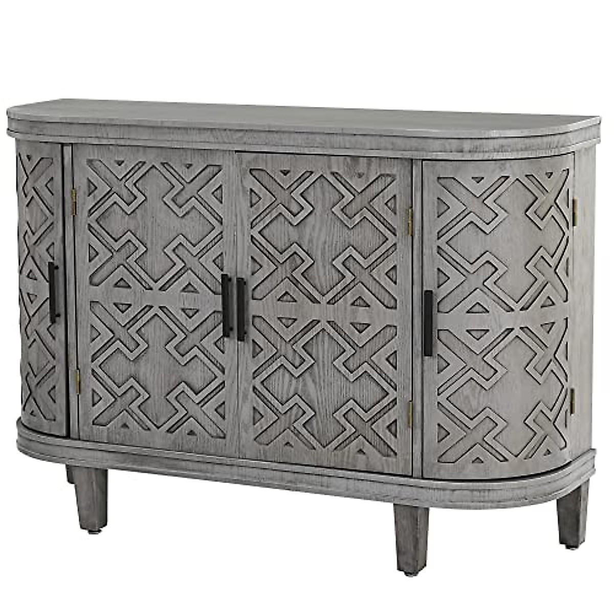 MISPACIO Grey Farmhouse Sideboard Buffet Cabinet Retro Sideboard Buffet Cabinet with Doors Wood Storage Cabinet for Living Room Entryway Kitchen