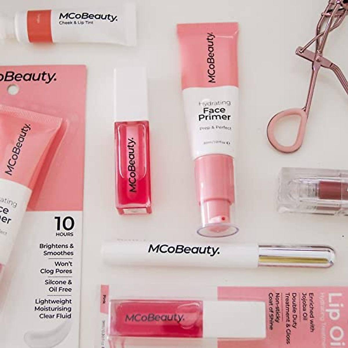 MCoBeauty Lip Oil Hydrating Treatment - Double-Duty Treatment And Gloss - Hydrate And Nourishes Your Lips - High-Shine Finish - Enhances Natural Lip Colour - For Smooth And Plump Lips - Pink - 0.3 Oz