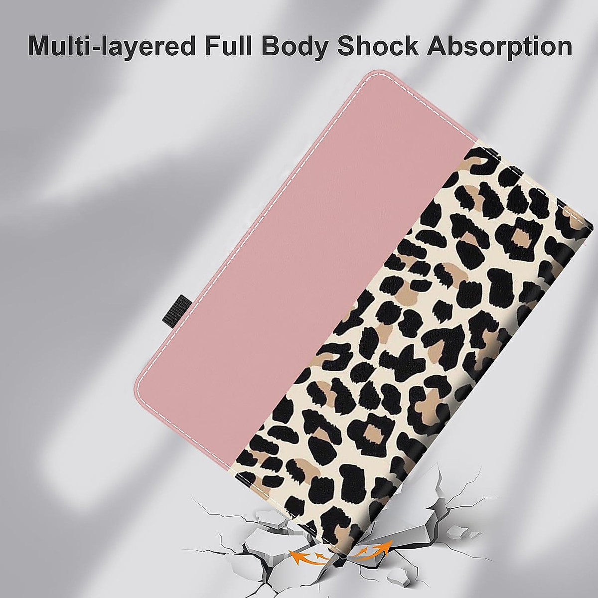 Case for Amazon Kindle Fire HD 8 Tablet 8"(12th/10th Generation, 2022/2020 Release) & HD 8 Plus Tablet，Slim Fit Foldable Standing Cover Case with Auto Sleep/Wake，Leopard Pink