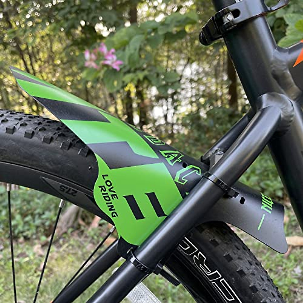 NICEDACK Mudguards Mountain Bike, 2 Pieces Mudguards Fit 20-29 Inch MTB Mudguard Front and Rear Compatible Bicycle Splash Guard (Green)