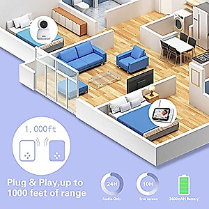 Maysly Video Baby Monitor with Camera and Audio,1080P 5" LCD Screen with Night Vision,Two Way Audio,Temperature Detection,1000ft Range Support Micro SD Card Storage