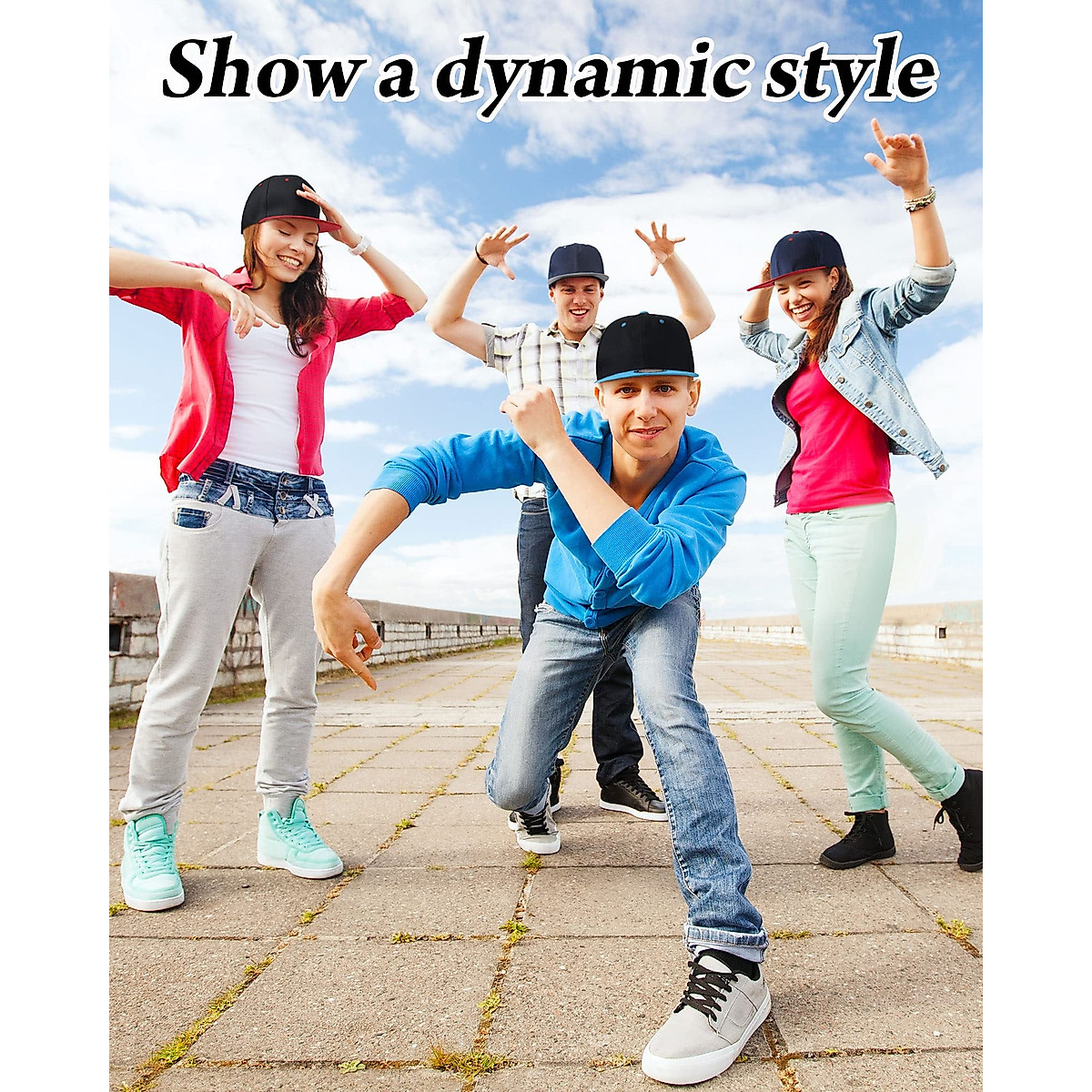 JaGely 15 Pack Snapback Hats for Men Hip Hop Style Hats Solid Baseball Hats Adjustable Snapback Cap Flat Brim Baseball Caps(Mixed Colors)