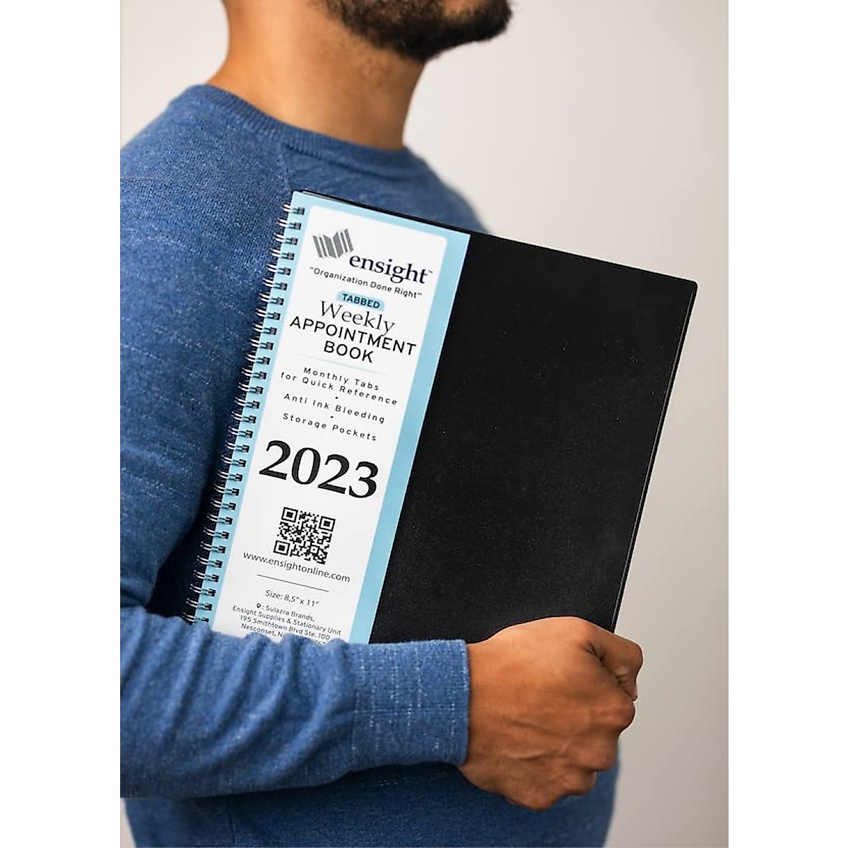 2023 Appointment Book & Planner - Ensight 8.5 x 11 inches, Large Tabbed Daily Hourly Weekly Planner, Calendar and Schedule Book 15-Minute time Slots, Business and Personal Planner (Blue)