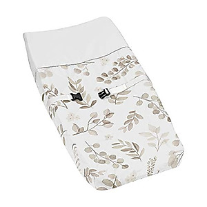 Sweet Jojo Designs Floral Leaf Boy or Girl Baby Nursery Changing Pad Cover - Gender Neutral Ivory Cream Beige Taupe and White Gender Neutral Boho Watercolor Botanical Flower Woodland Tropical Garden