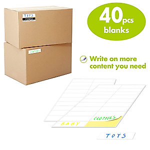 640 Pcs Removable Home Moving Labels 15 Pre-Printed Color-Coded Plus 1 Customizable Blank (Each Measures 4" x 1")