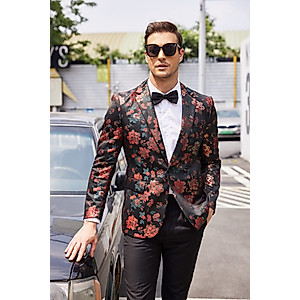 COOFANDY Mens Christmas Tuxedo Jackets Slim Fit Suit Blazer Jacket for Dinner Party Prom Wedding