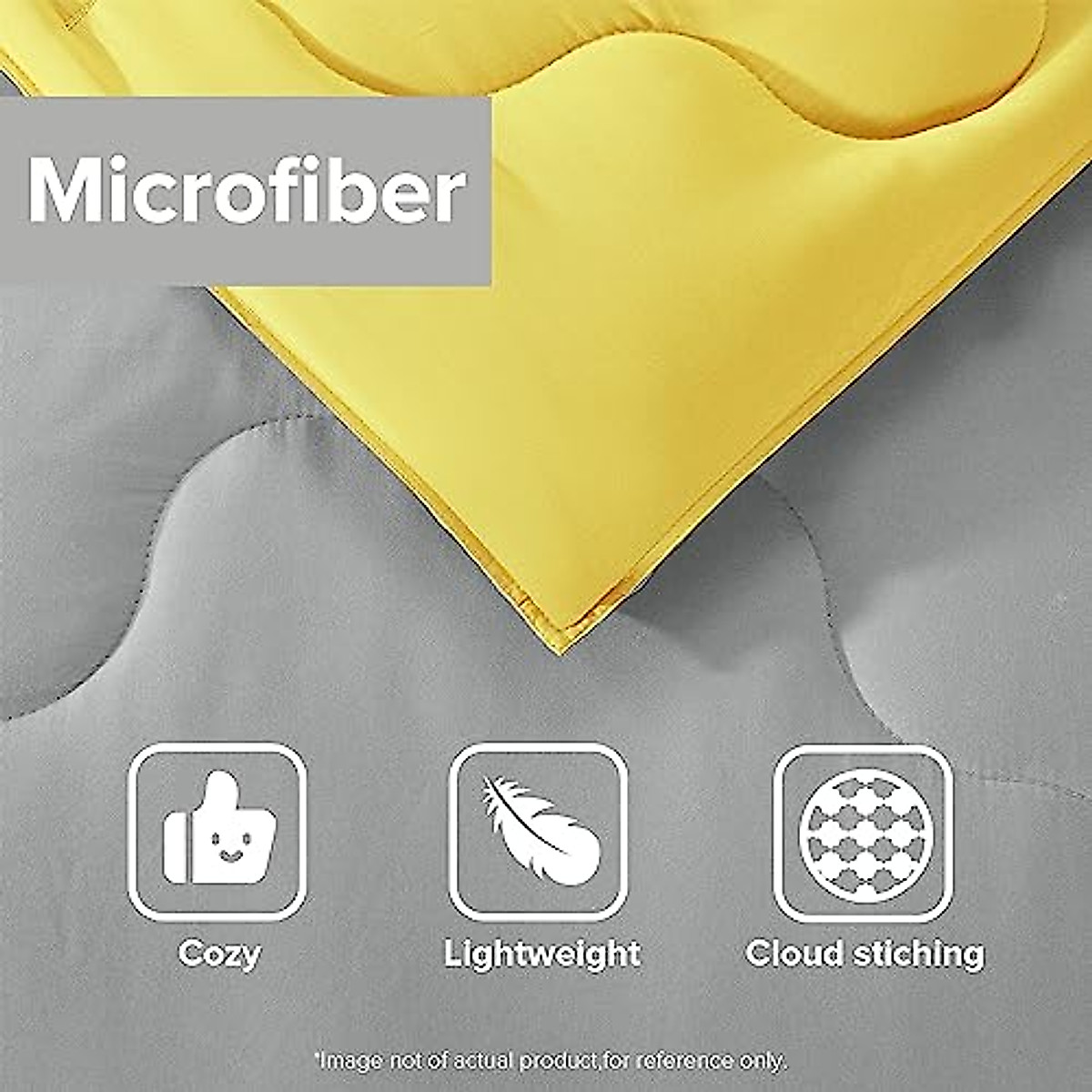 Comfort Spaces Vixie Reversible Comforter Set - Trendy Casual Geometric Quilted Cover, All Season Down Alternative Cozy Bedding, Matching Sham, Grey/Yellow, Twin/Twin XL 2 piece