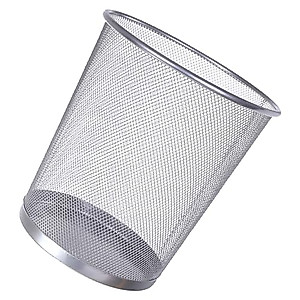 Metal Wastebasket, Mesh Trash Can Round Garbage Bin with Open Top for Home Office, 9.06 x 10.24 x 7.28