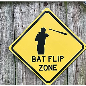 Bat Flip Zone 12" x 12" Tin Sign Baseball Theme Sports Bar Man Cave Garage Home Decor