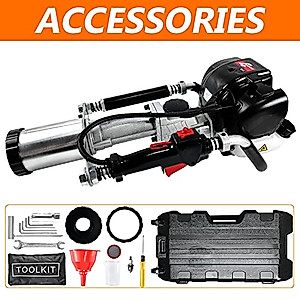 HIGOSPRO Gas Powered 4-Stroke T Post Driver Hammer Drills, 37.7CC Gasoline Engine Pile Driver, Air Cooling Single Cylinder Gasoline Petrol Garden Fencing Tool Machine with 2 Post Driving Head