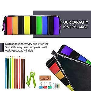 allgobee Pu Leather Pencil Bag Pen Case Music-Joy-Rainbow Students Stationery Pouch Pencil Holder Desk Organizer