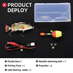 Robotic Swimming Fishing Electric Lures 5.12" USB Rechargeable LED Light Wobbler Multi Jointed Swimbaits Hard Lures Fishing Tackle (Common Shad1(Upgrade 2023))