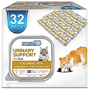 Forza10 Actiwet Urinary Cat Food, Canned Salmon Fish Flavor Urinary Tract Health Cat Food Wet, Vet Approved for Urinary Health, for Adult Cats, 3.5 Ounce, 32 Pack Case