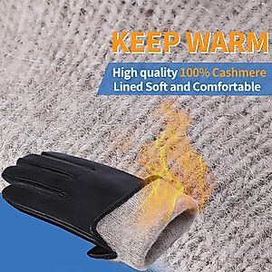 MGGMOKAY Womens Touchscreen Nappa Lambskin Leather Gloves(100% Cashmere Lining),BLack,Medium