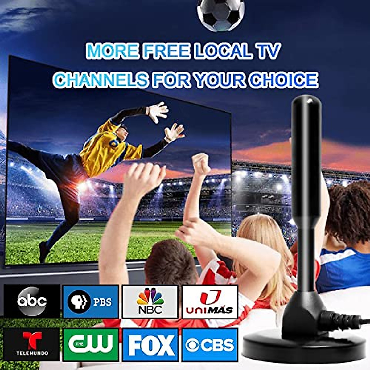 ZETECH TV Antenna for Smart TV Without Cable Amplified Digital HD Antenna for TV Indoor Outdoor 250+ Miles Long Range with 16.5ft Coax Cable Amplifier Signal Booster for Fire TV Stick