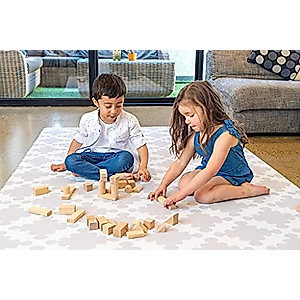 Stylish Reversible Foam Floor Mat | Play mat for Toddlers, Baby Play mat, Tummy time Crawling mat | Kids Play mat | Yoga Mat | Non-Toxic, Waterproof, Durable, Easy-to-Clean | Large Blue - Gray