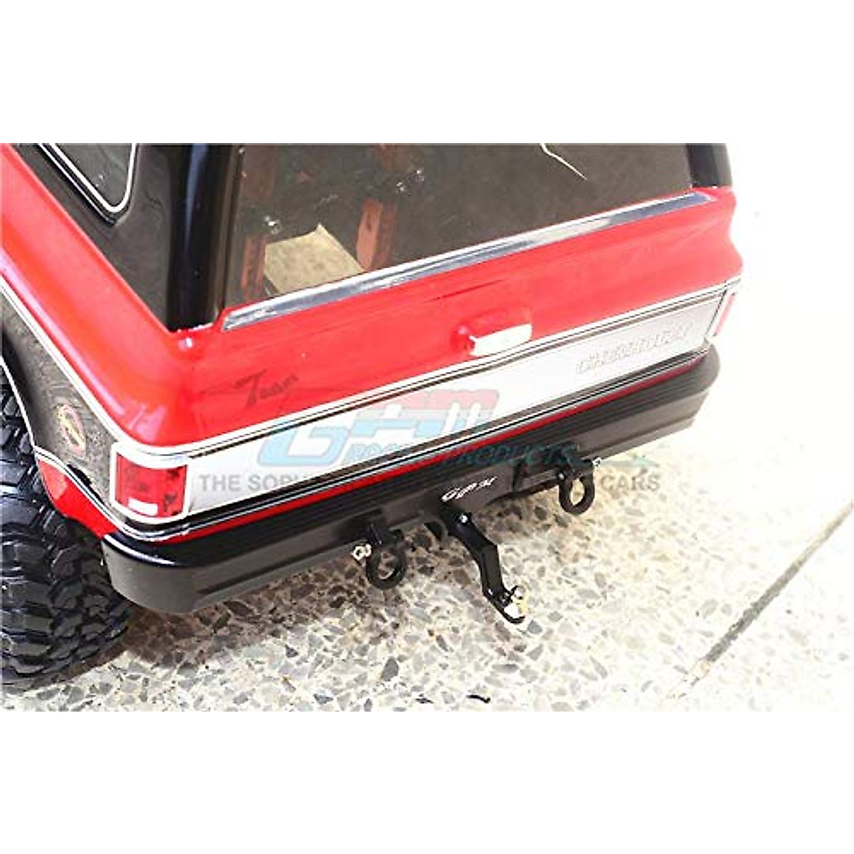 Aluminum Rear Bumper Mount + D-Rings + Tow Hook For Traxxas TRX-4 Chevrolet K5 Blazer (82076-4) - 3Pc Set Black