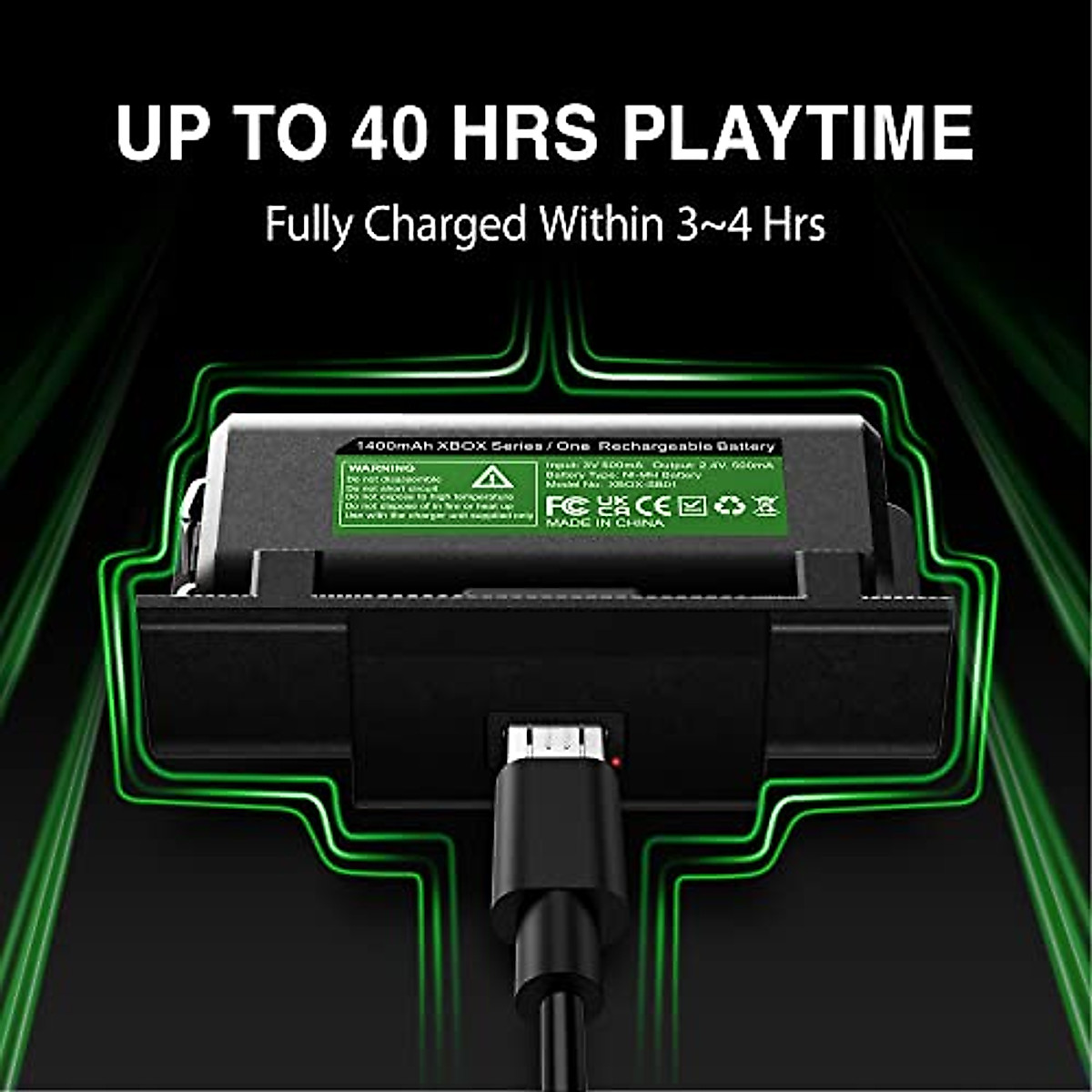 2 Pack Rechargeable Controller Battery Pack for Xbox One/Xbox Series X S with 4 Battery Cover Long-Lasting Play and Charge Kit with Micro USB Charging Cable for Xbox 1 S/X/Elite Wireless Remote