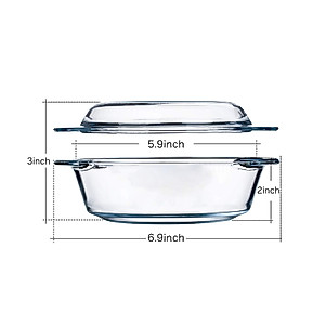Clear Round Glass Casserole by NUTRIUPS | Small Oven Safe Casserole Dish, 0.65 L