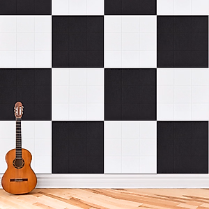 BXI Sound Absorber - 16 Pack Self-adhesive 12 X 12 X 0.4 Inches Acoustic Absorption Panels, Tackable Sound Absorbing Panels for Wall and Ceiling Acoustic Treatment