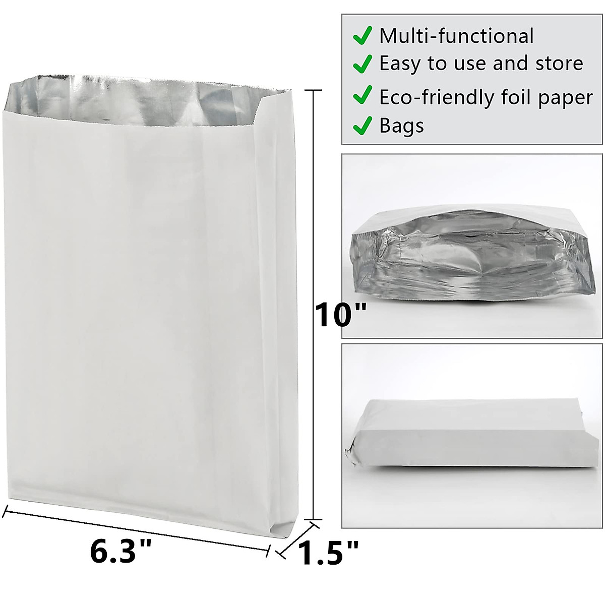 DEAYOU 150 Pack Foil Hamburger Wrappers, 4 LB Aluminum Foil Sandwich Wrap Sleeves, Grease Resistance Paper Foil Hot Dog Bags for Fast Food, Food Truck, Serving, BBQ, 6.3" x 1.5" x 10"